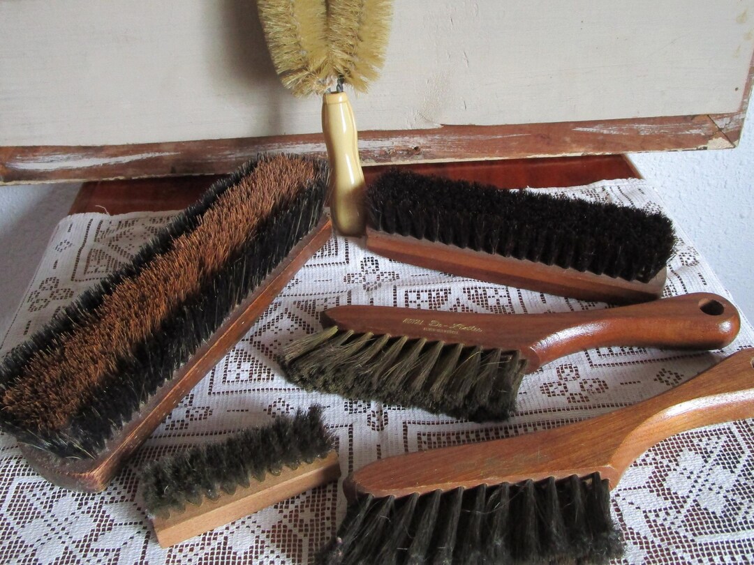 Vintage Garment Wardrobe Brushes, Boar & Horse Hair Bristles, Wood ...