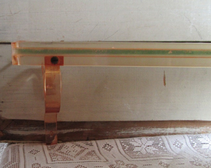 Midcentury Wall Mounted Shelf. Orange Tone Lucite Plastic With Temepred ...