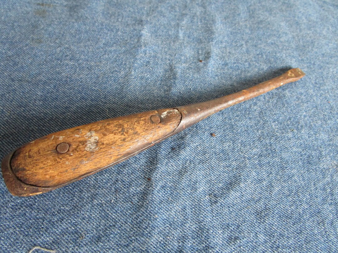 Antique Flathead Screwdriver Wedge With Split Wood Handle Grips and ...
