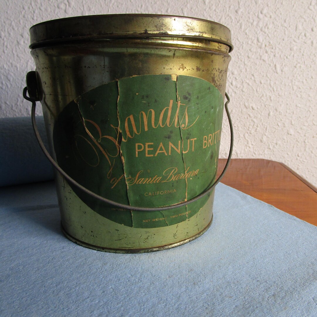 Vintage Brass Tone Tin With Handle and Tin Lid. 6x6 Inches Tall Wide at ...