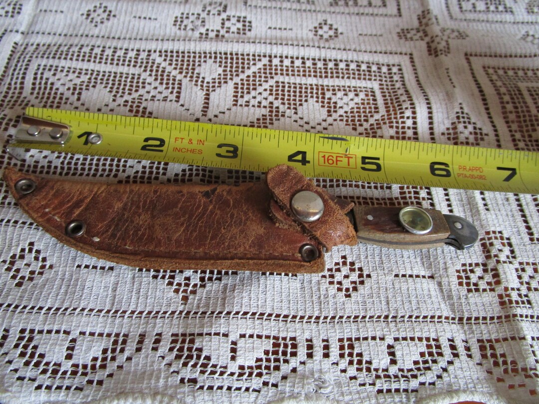 Fixed Knife With Compass on Handle 2.5 Inch Blade. Leather Sheath. Made ...