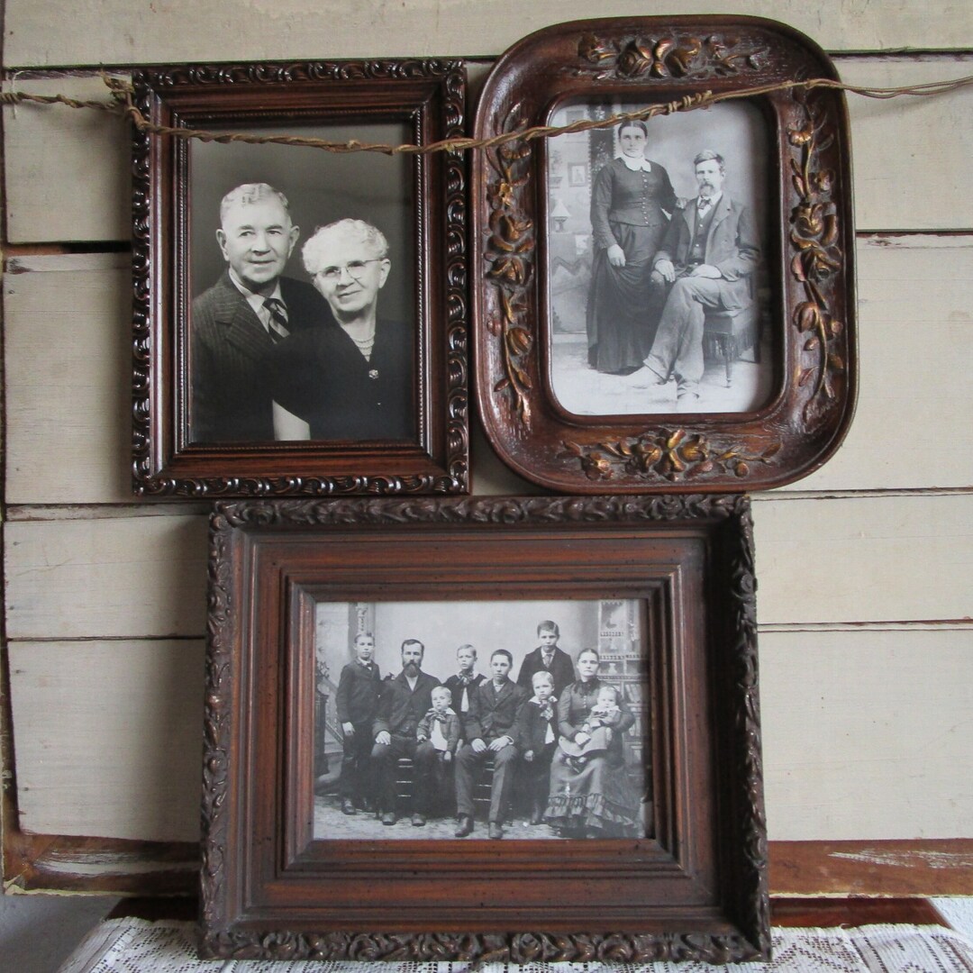 Ornate Wood Picture Frames W Old Photos. Vintage, Reuse or Keep as ...