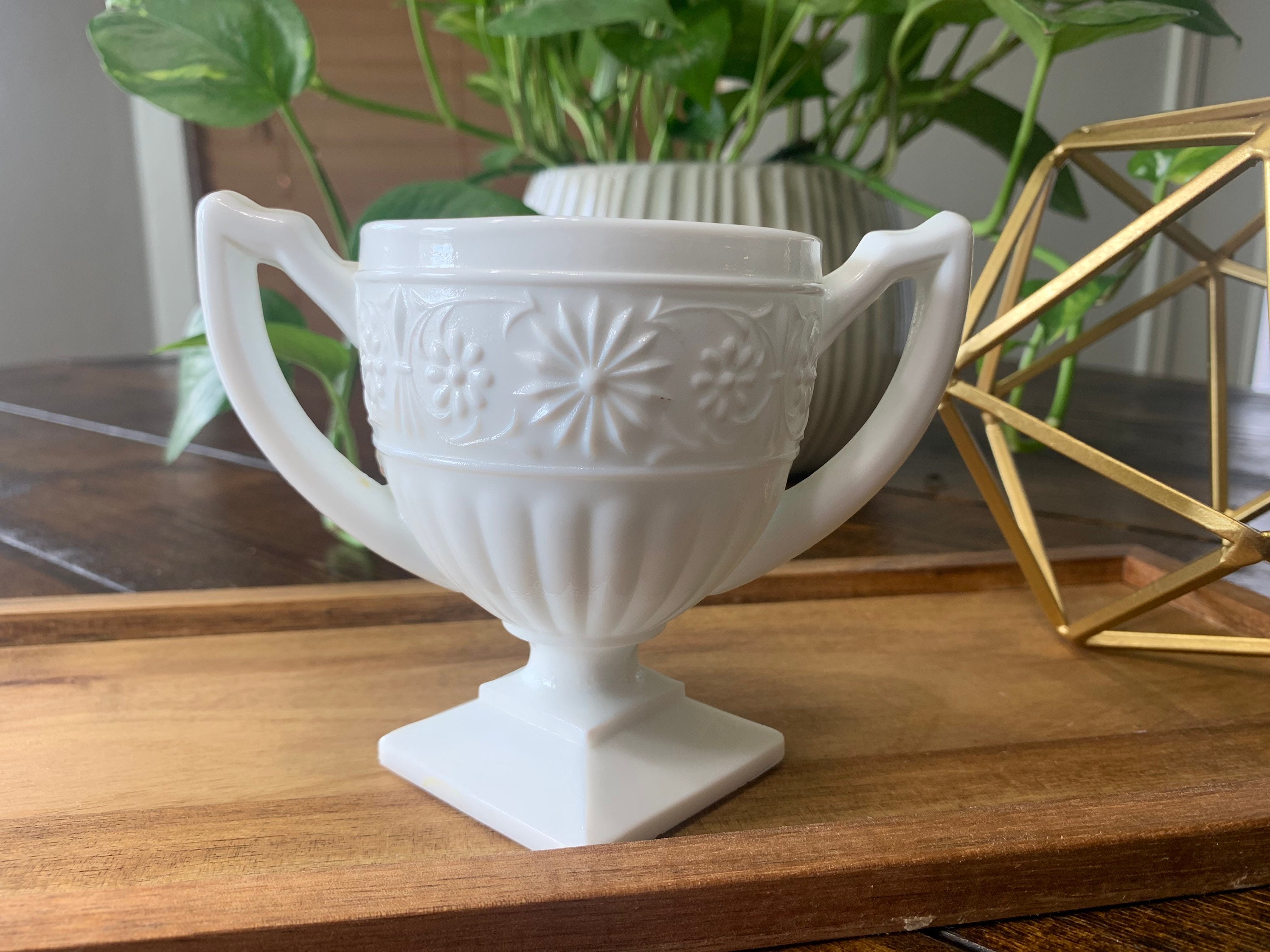 Vintage 1960s Indiana Glass Milk Glass Daisy Embossed Trophy - Etsy