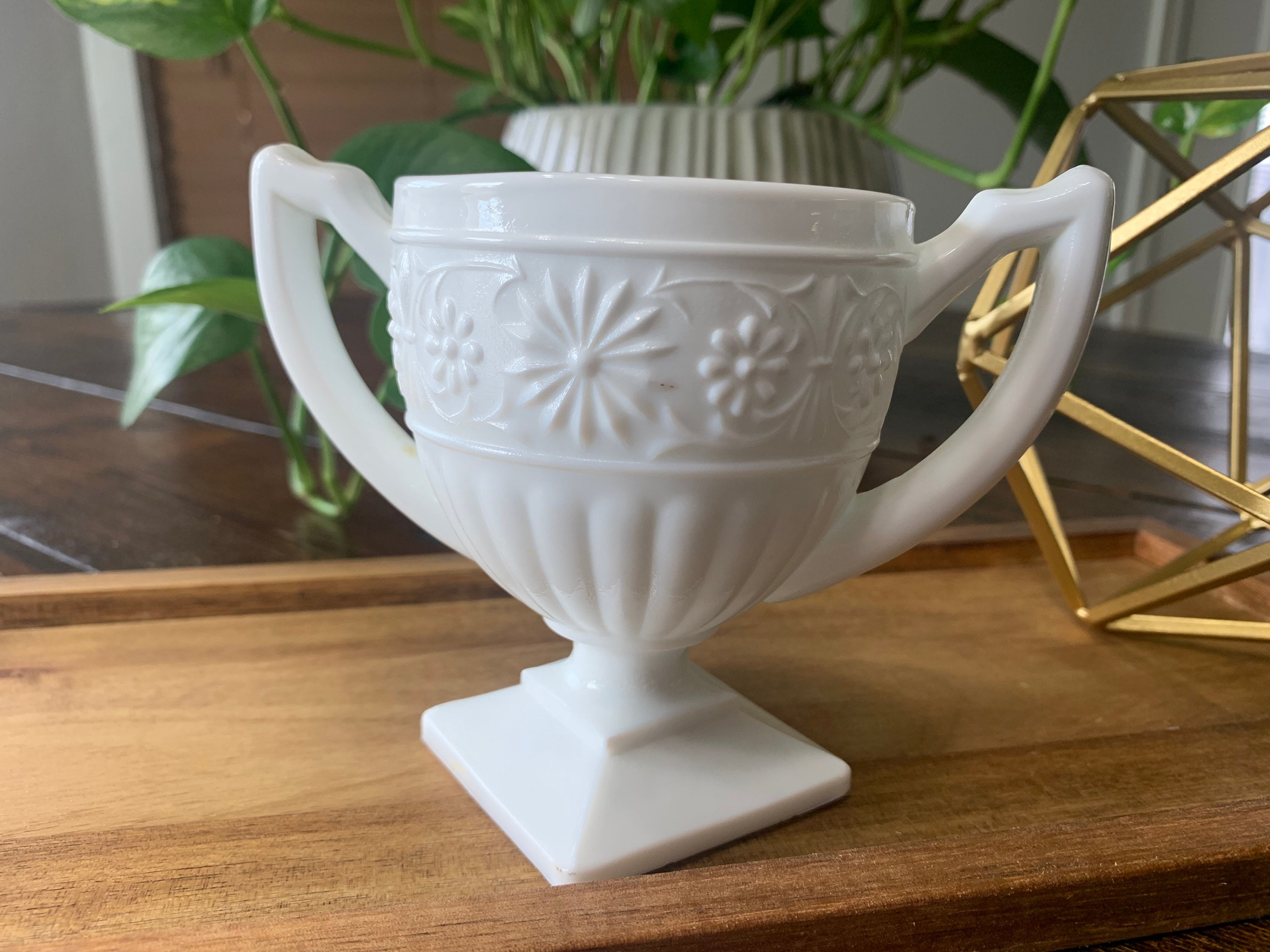 Vintage 1960s Indiana Glass Milk Glass Daisy Embossed Trophy - Etsy
