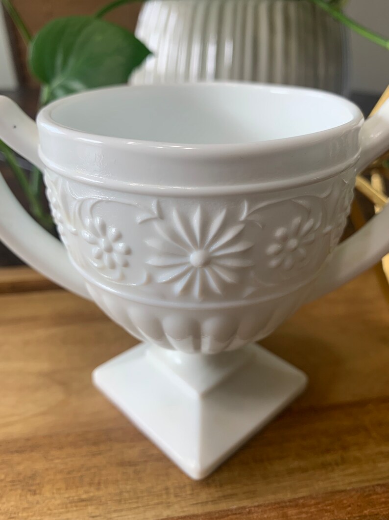 Vintage 1960s Indiana Glass Milk Glass Daisy Embossed Trophy - Etsy