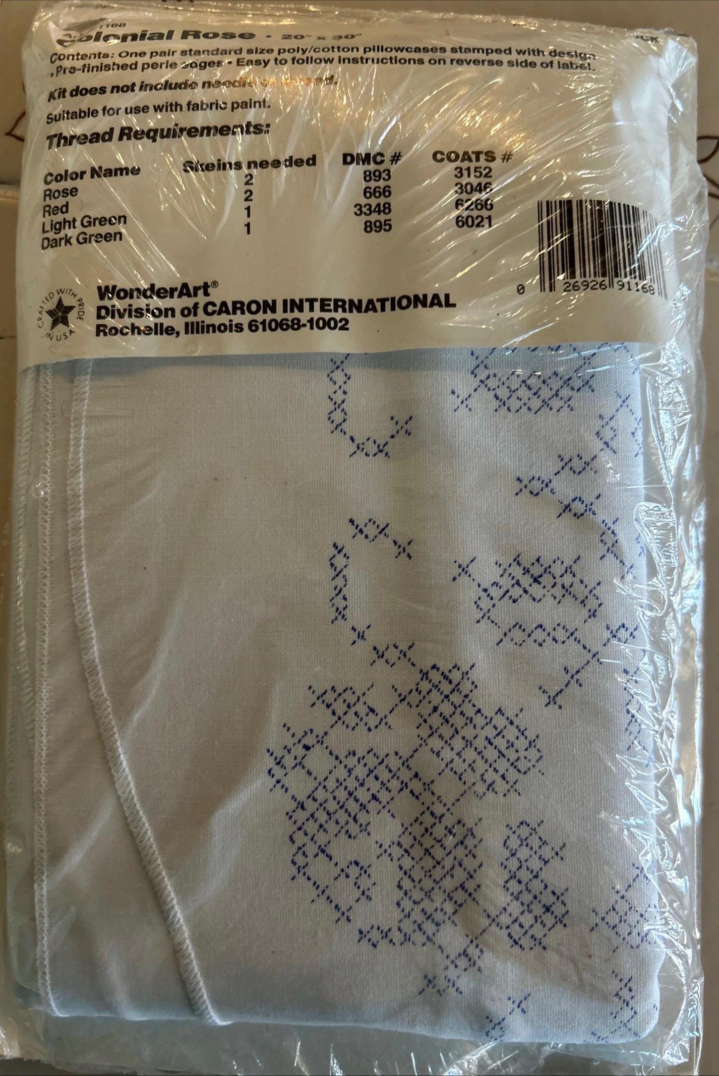 Wonder Art Colonial Rose Pair of Pillowcases to Embroider Cross Stitch ...