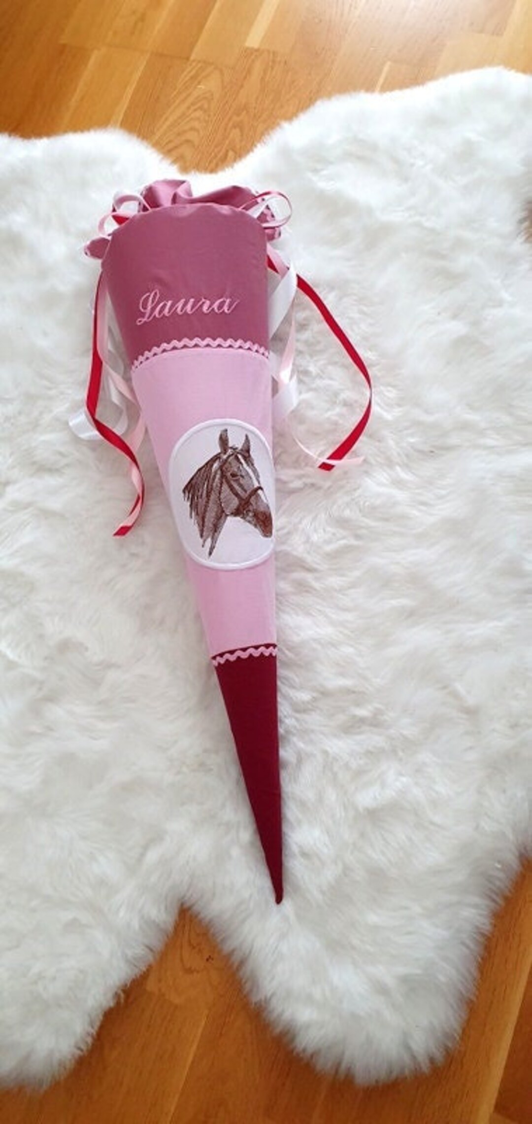 School Cone With Name Horse Color: Pink, Dusky Pink - Etsy