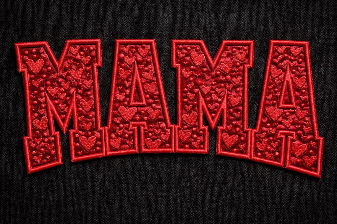 MAMA Appliqué Embroidery Design | Valentine Machine Embroidery File ...