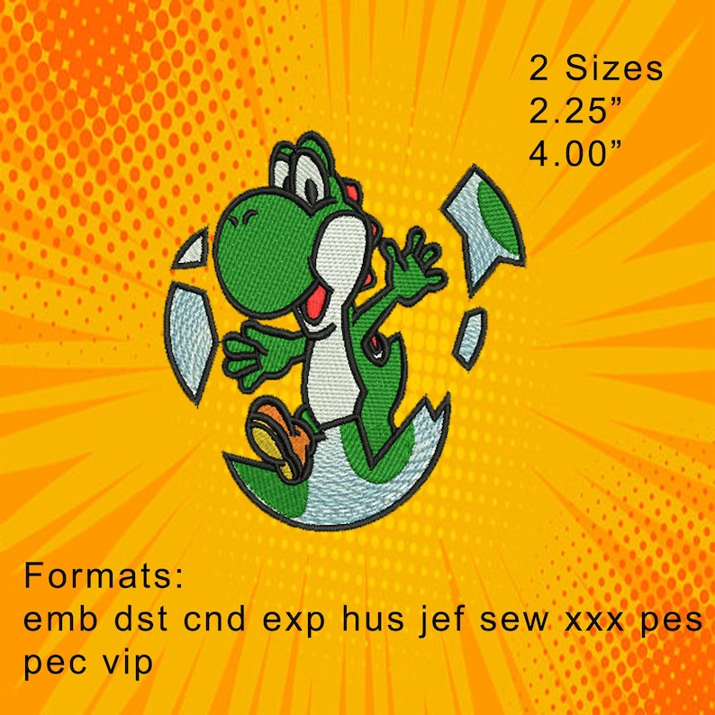 Yoshi With Egg Embroidery Design in Multiple Sizes and Formats - Etsy