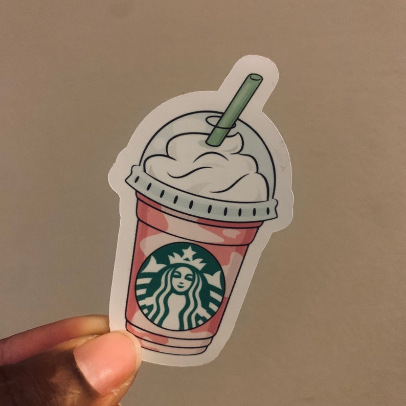 Starbucks Coffee Sticker, Pink Drink Sticker, Laptop Decal, Coffeee ...