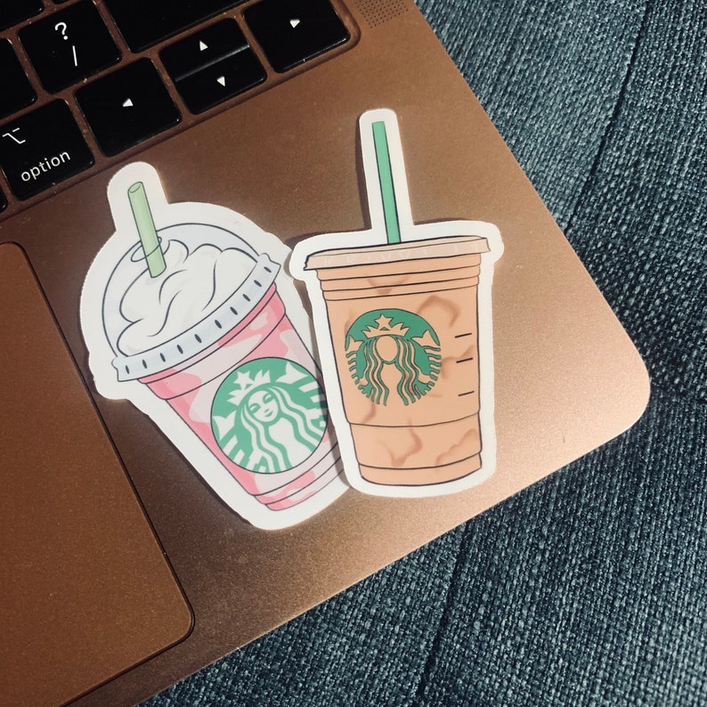 Starbucks Coffee Sticker, Pink Drink Sticker, Laptop Decal, Coffeee ...
