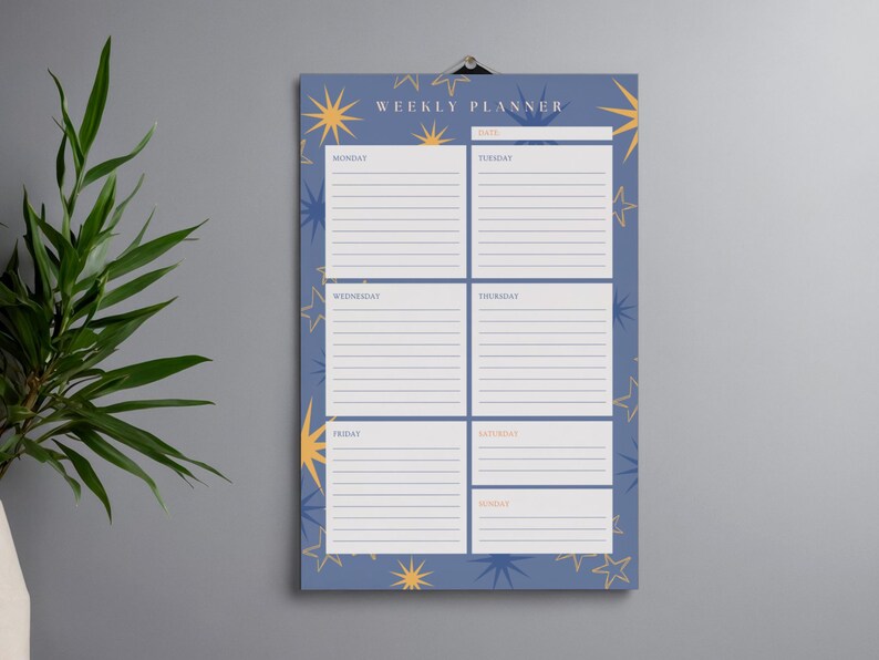 Editable Weekly Planner Printable – Canva Template, Undated Star ...