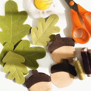 Fall Leaves and Acorns PDF Template Pattern Autumn Felt Ornament Sewing ...