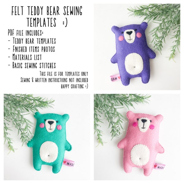 Felt Teddy Bear - Etsy
