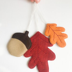 Fall Leaves and Acorns PDF Template Pattern Autumn Felt Ornament Sewing ...
