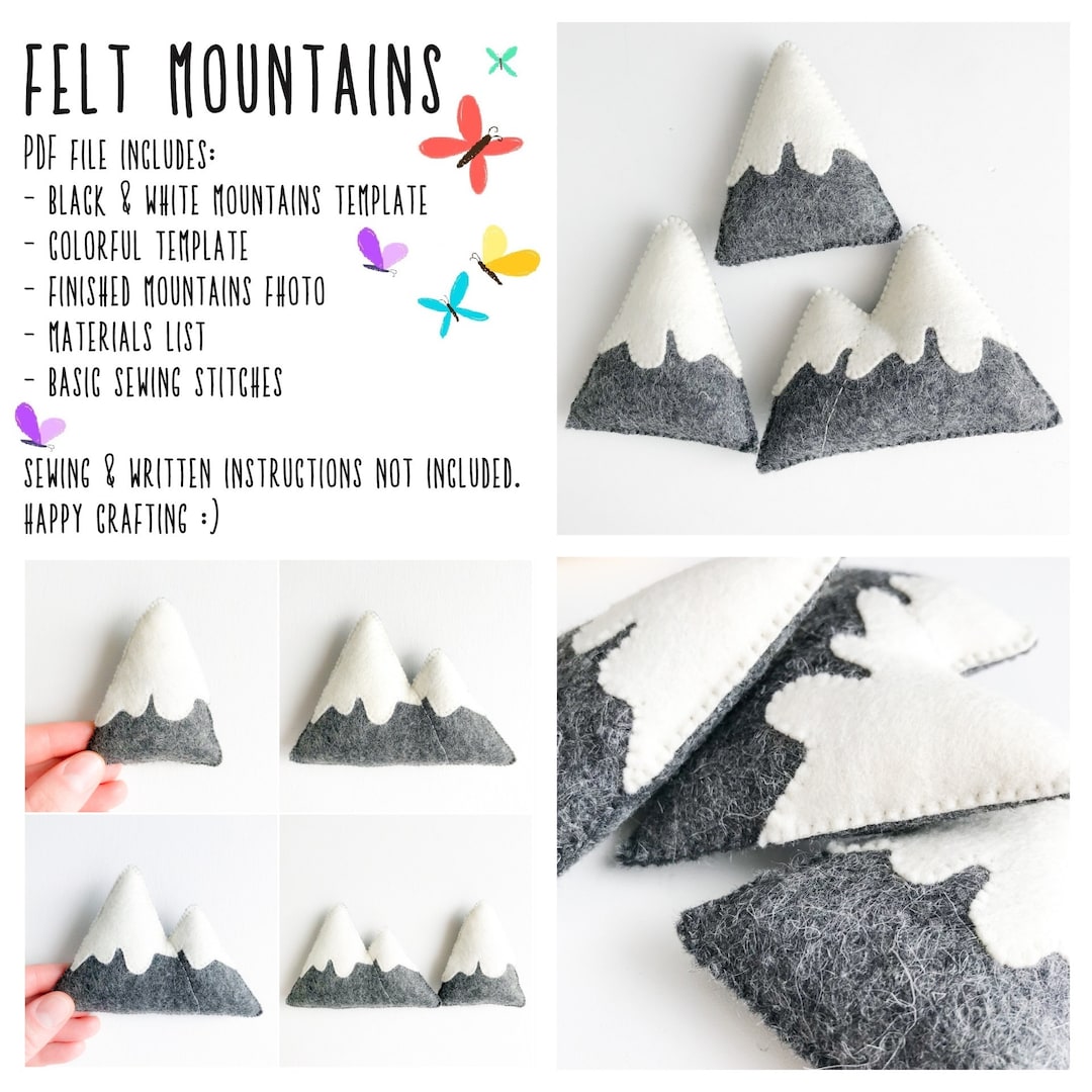 Felt Mountains PDF Sewing Pattern Felt Ornaments Templates, Snowy ...