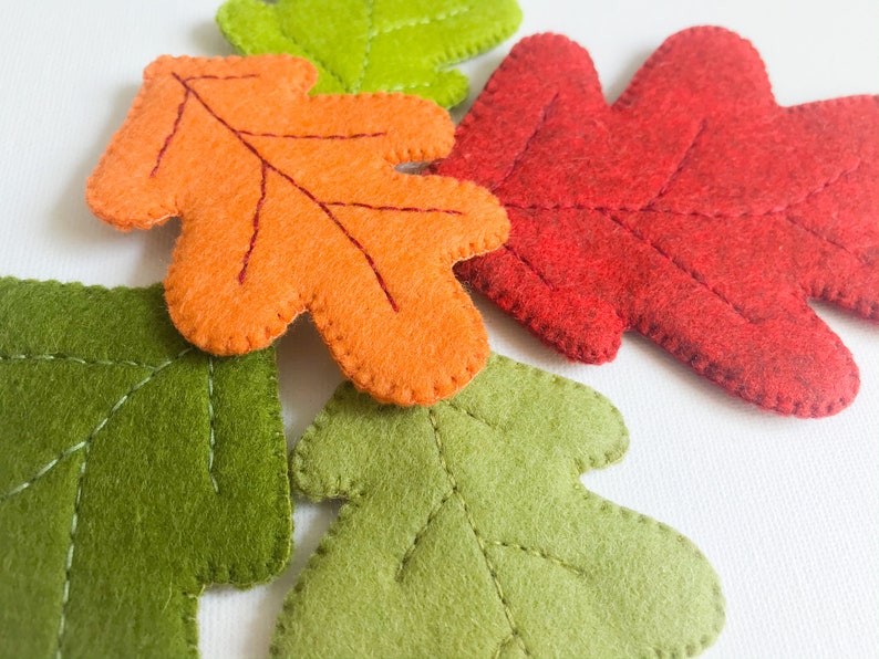 Oak tree leaves felt ornaments fall home decor autumn | Etsy