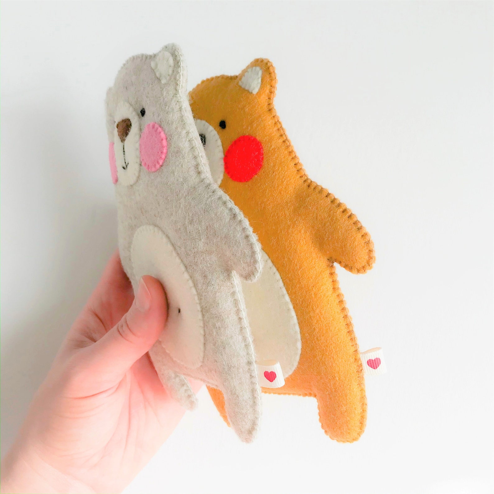 Felt Teddy Bear Sewing Pattern Templates: DIY Animal Ornament (PDF ...
