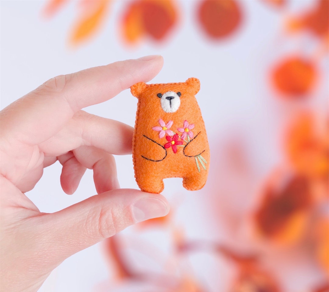 Miniature Teddy Bear Pocket Bear Plush Toy Fall Autumn Flower Animals ...
