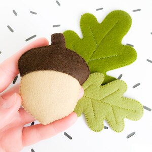 Fall Leaves and Acorns PDF Template Pattern Autumn Felt Ornament Sewing ...