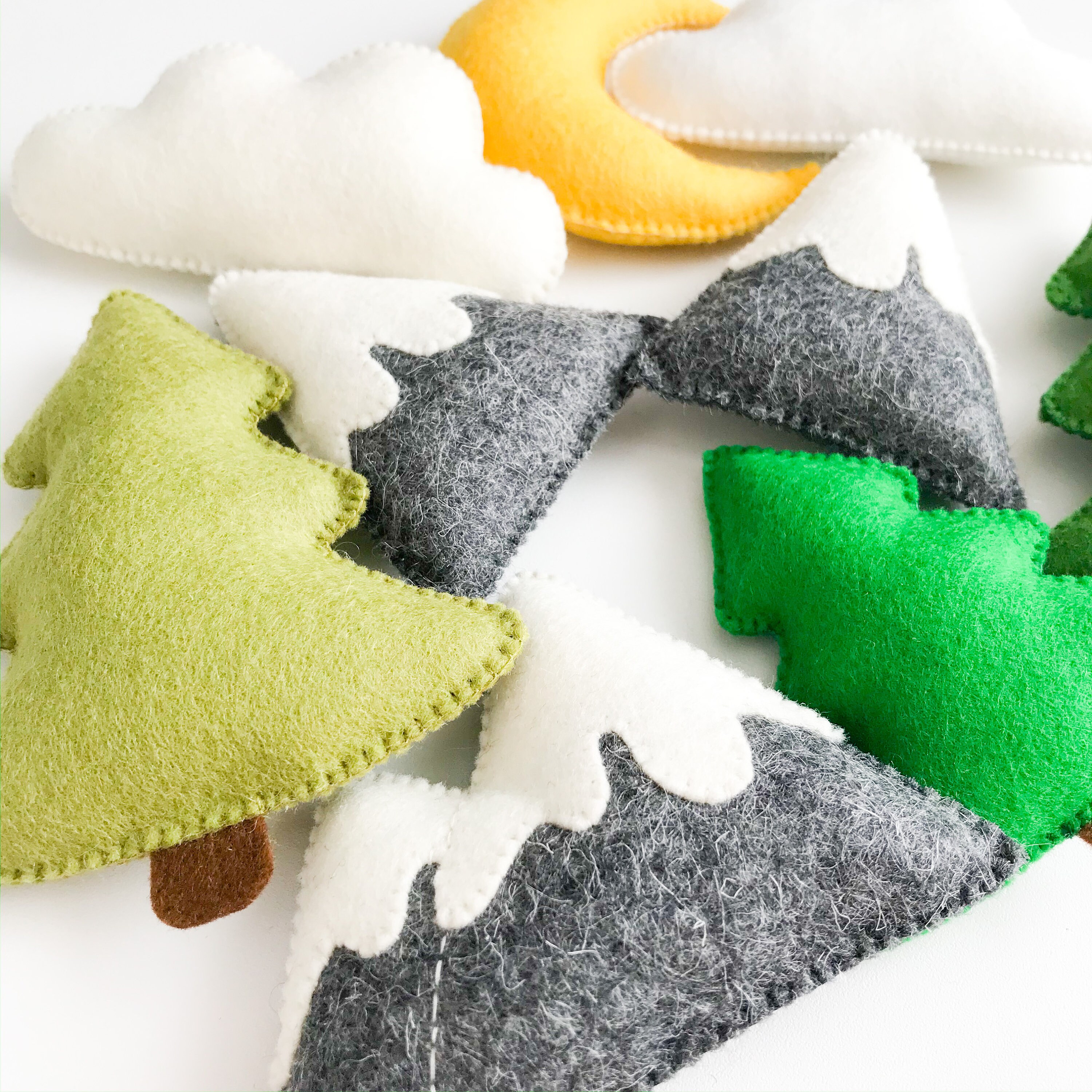 Felt Mountain & Forest Sewing Templates: DIY Nursery Garland (PDF ...