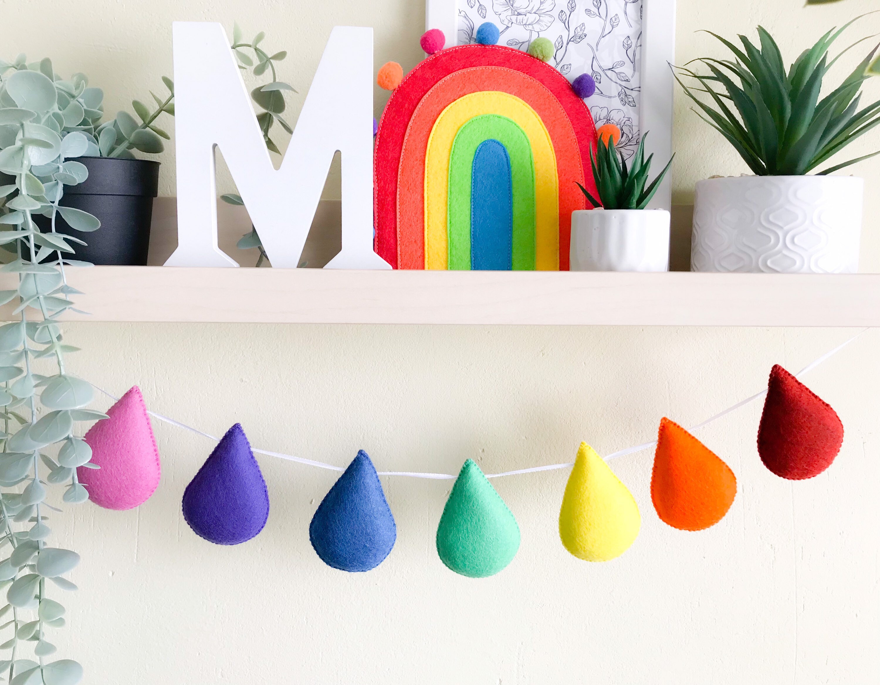 Droplet Garland Raindrops Wall Banner Rainbow Garland - Etsy