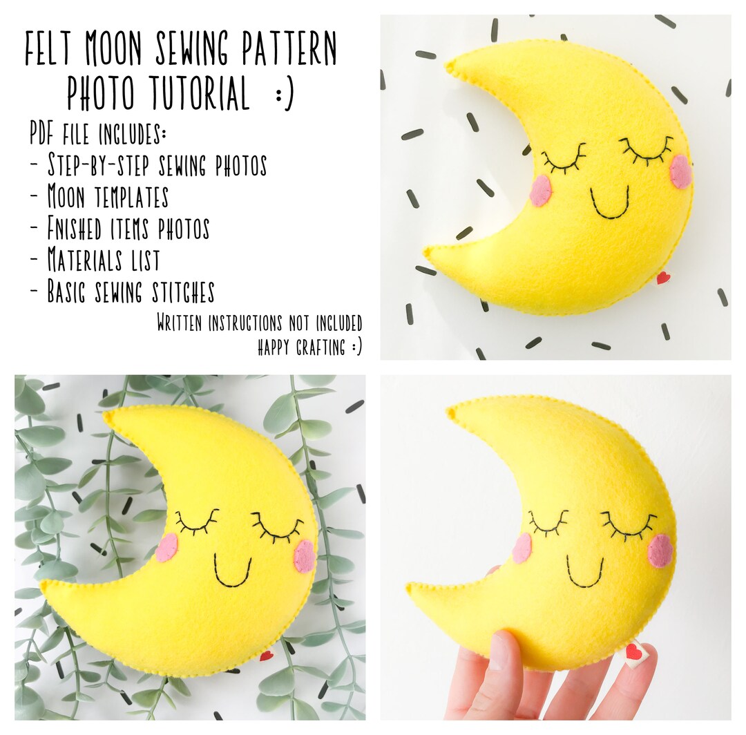 Felt Moon Pattern Sewing Pattern PDF File Moon Plush Toy - Etsy