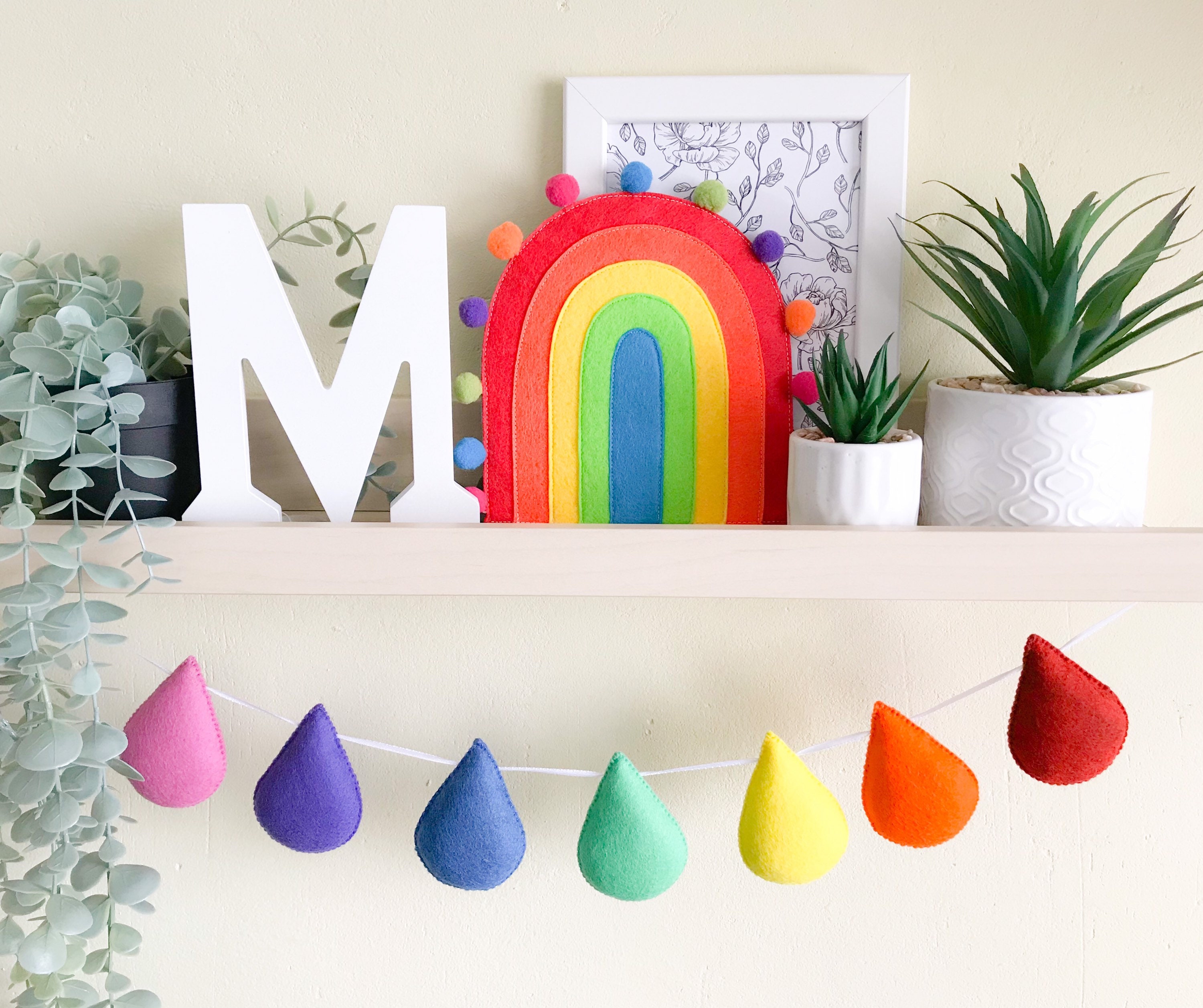 Droplet Garland Raindrops Wall Banner Rainbow Garland - Etsy