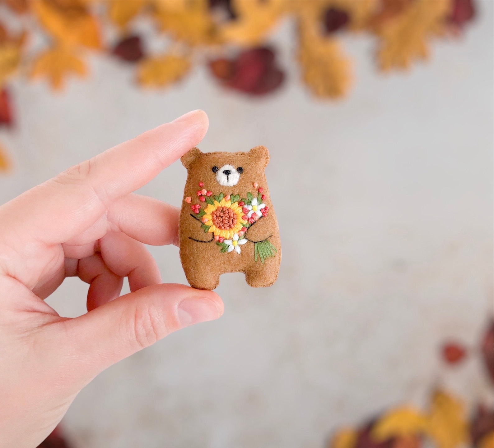 Miniature Teddy Bear Plushie, Fall Decor, Autumn Vibes Cozy Cute Gift ...