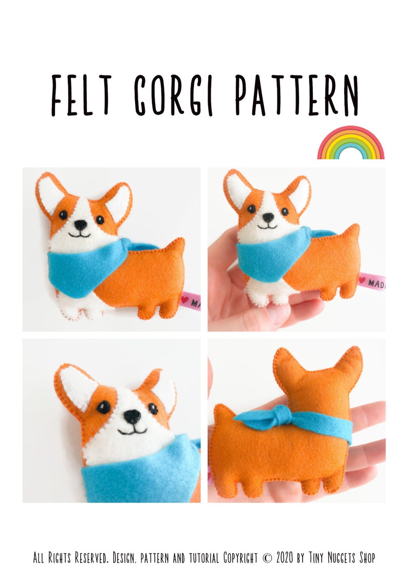 Felt Corgi Plush PDF Template Pattern Dog Ornament Toy Sewing - Etsy