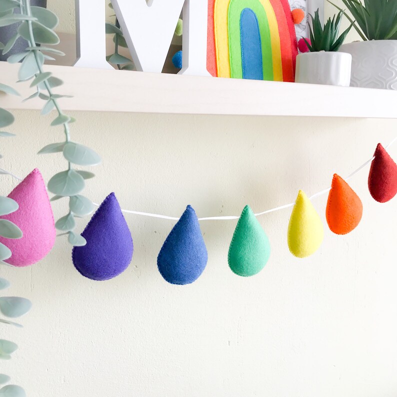 Droplet Garland Raindrops Wall Banner Rainbow Garland - Etsy
