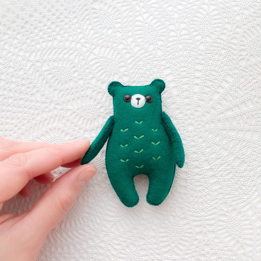 Handmade Wool Felt Teddy Bear Plushie: Green Forest Animal Toy - Etsy