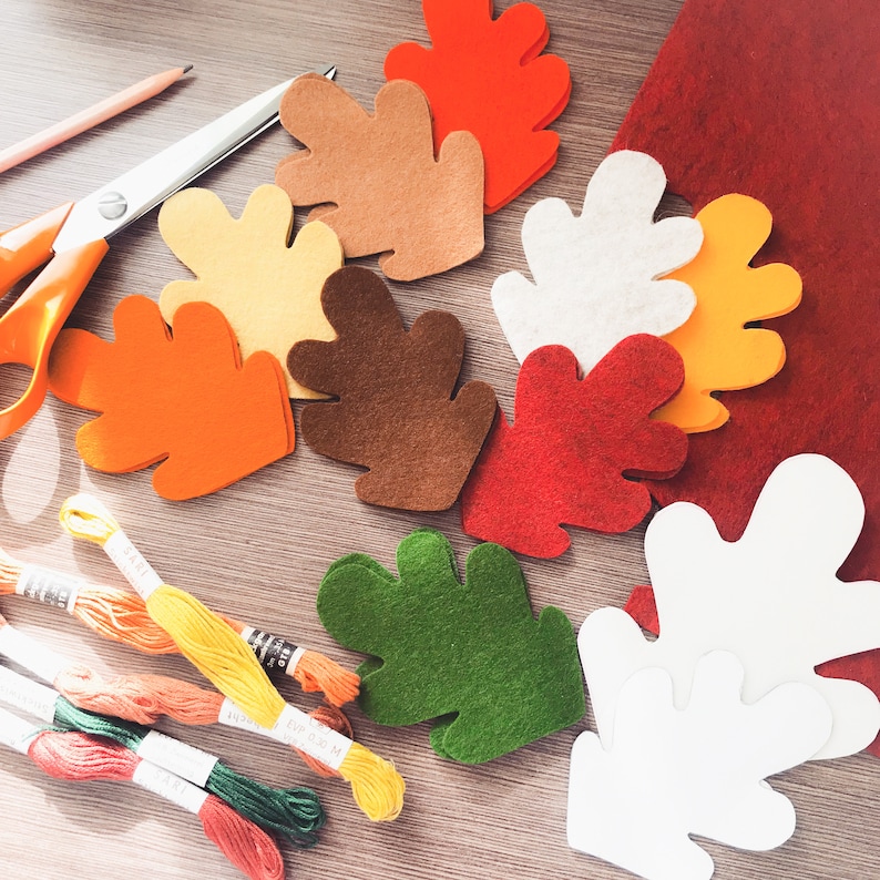 Fall Leaves and Acorns PDF Template Pattern Autumn Felt - Etsy
