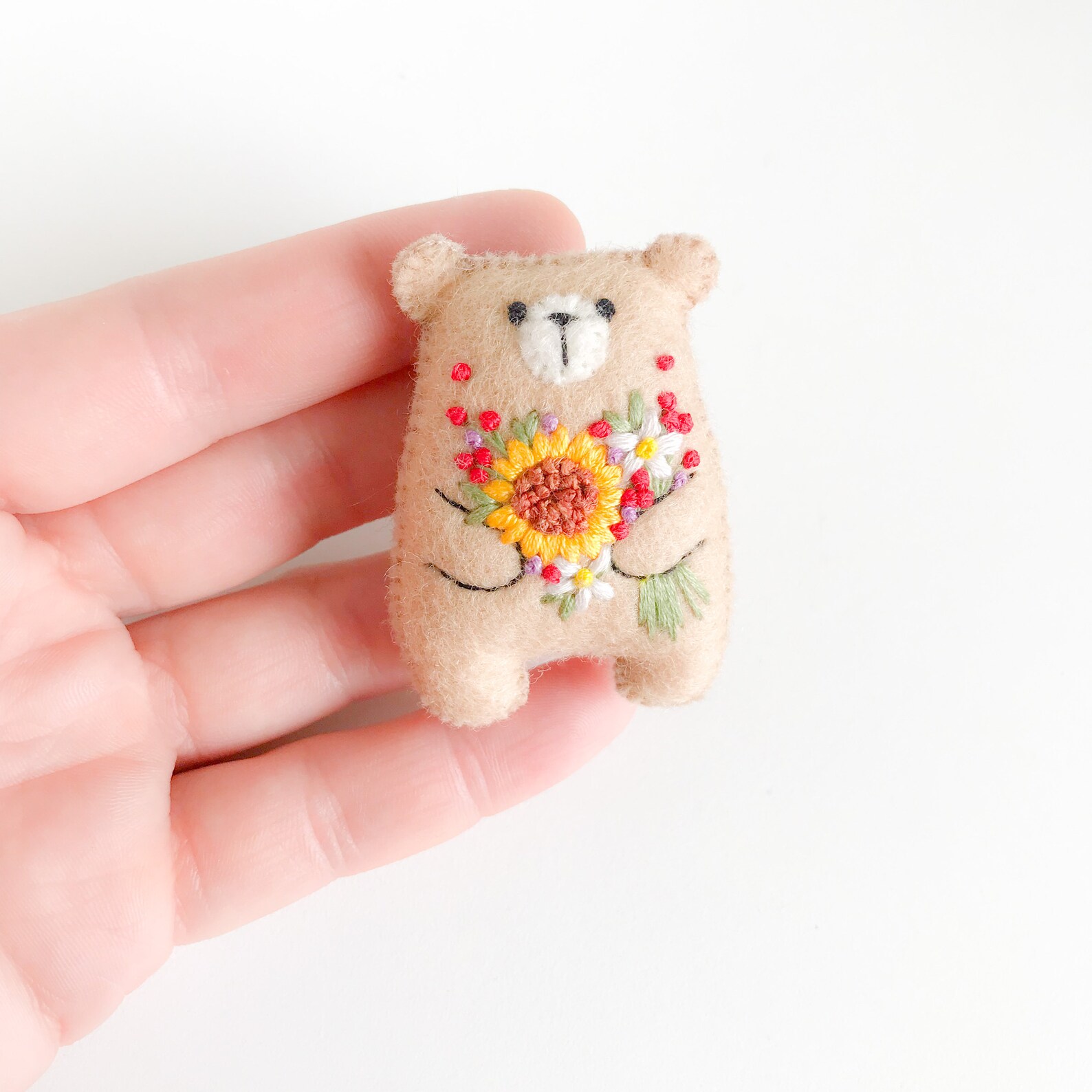 Tiny Teddy Bear Miniature Teddy Bear Plushie Wildflower Sunflowers ...