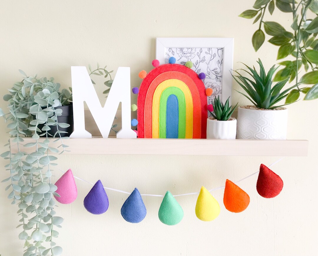 Droplet Garland, Raindrops Wall Banner, Rainbow Garland, Teardrops Wall ...