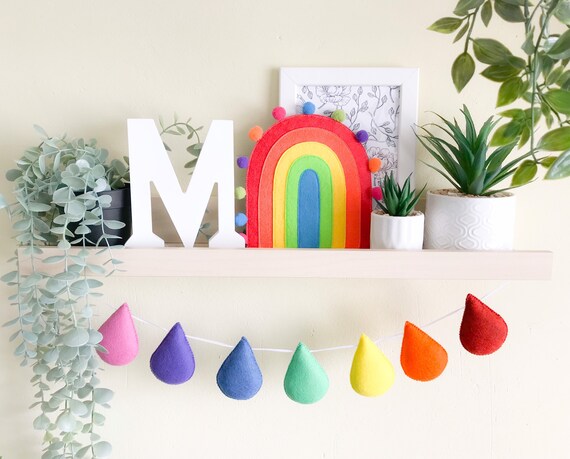 Droplet Garland Raindrops Wall Banner Rainbow Garland - Etsy