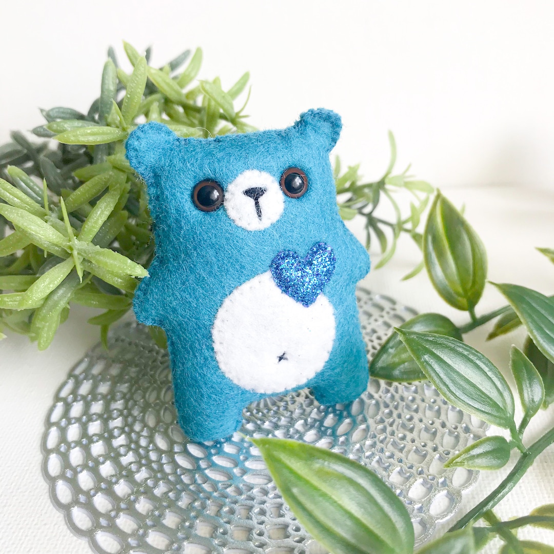 Blue Teddy Bear Plush, Cute Bear Pocket Hug, Worry Pet, Stuffed Toy ...