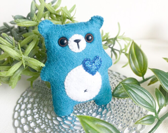 Blue Teddy Bear Plush, Cute Bear Pocket Hug, Worry Pet, Stuffed Toy ...