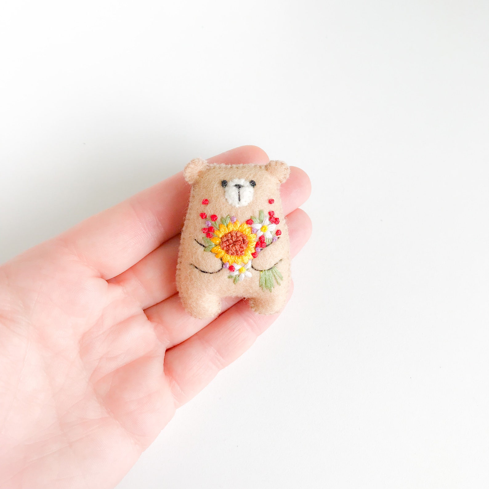 Tiny Teddy Bear Miniature Teddy Bear Plushie Wildflower Sunflowers ...