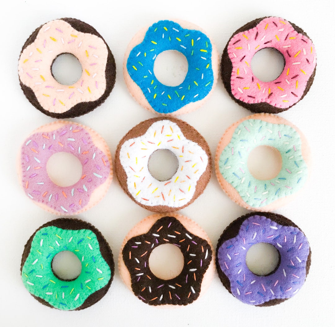 Small Donut Plush Set of 9 Doughnuts Felt Food Breakfast Tea Party ...