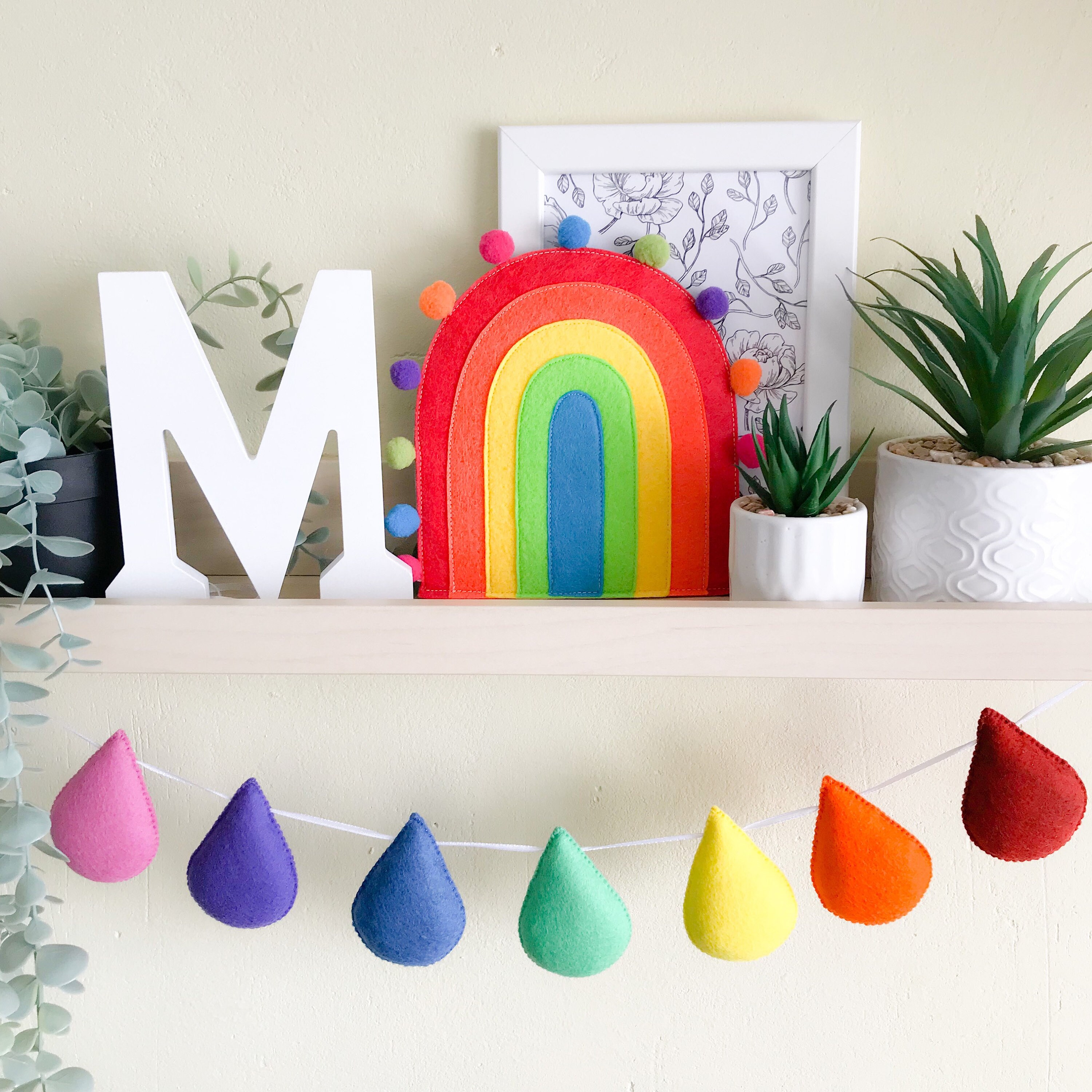 Droplet Garland Raindrops Wall Banner Rainbow Garland - Etsy
