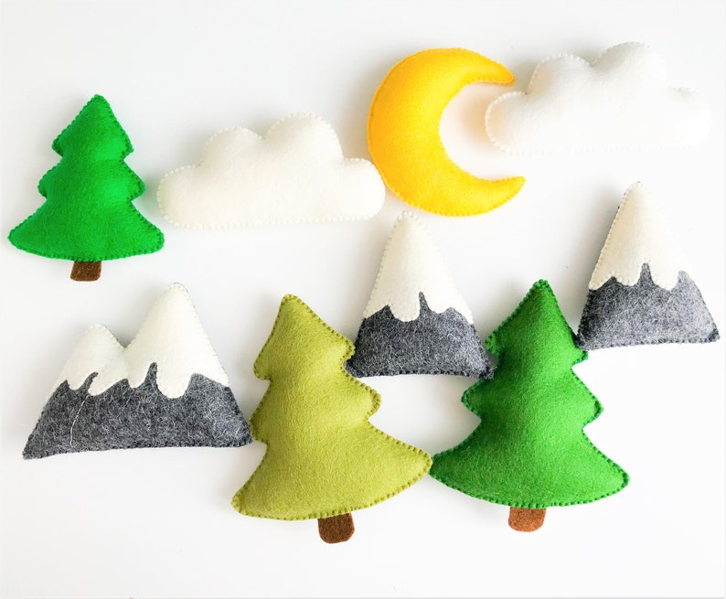 Felt Mountain & Forest Sewing Templates: DIY Nursery Garland (PDF ...