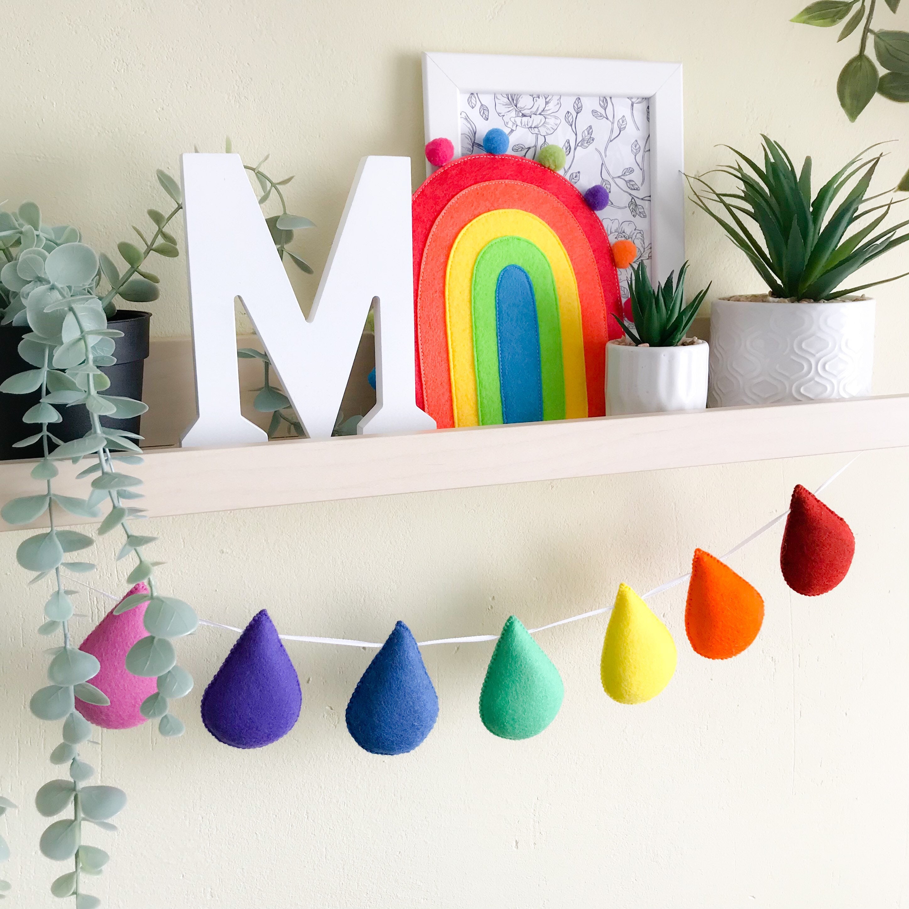 Droplet Garland Raindrops Wall Banner Rainbow Garland - Etsy
