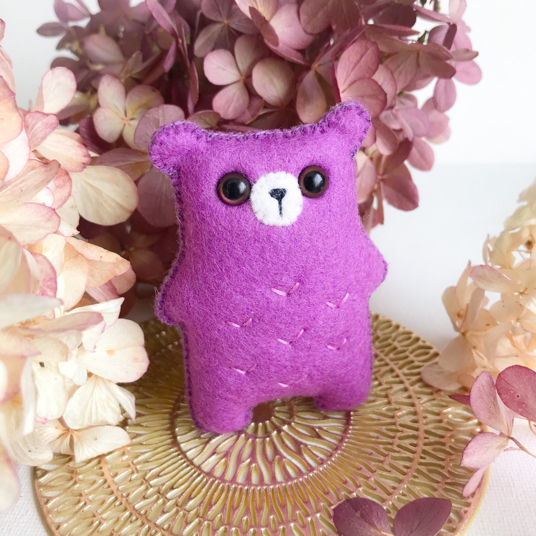 Purple Teddy Bear Small Plushie, Pocket Toy Bear Hug, Stuffed Bear ...