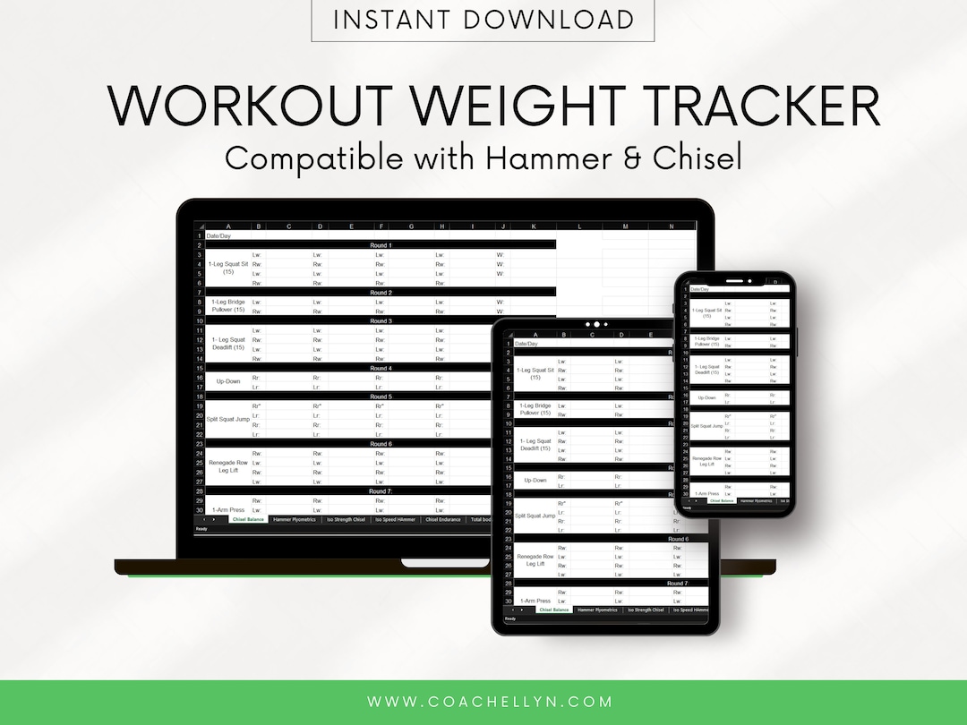 Weight Tracker Excel Spreadsheet - Compatible con Hammer & Chisel ...