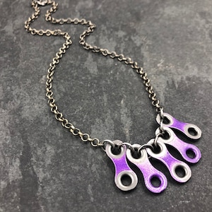 Repurposed Purple Bicycle Chain Necklace Bicycle Necklace Bike Necklace ...
