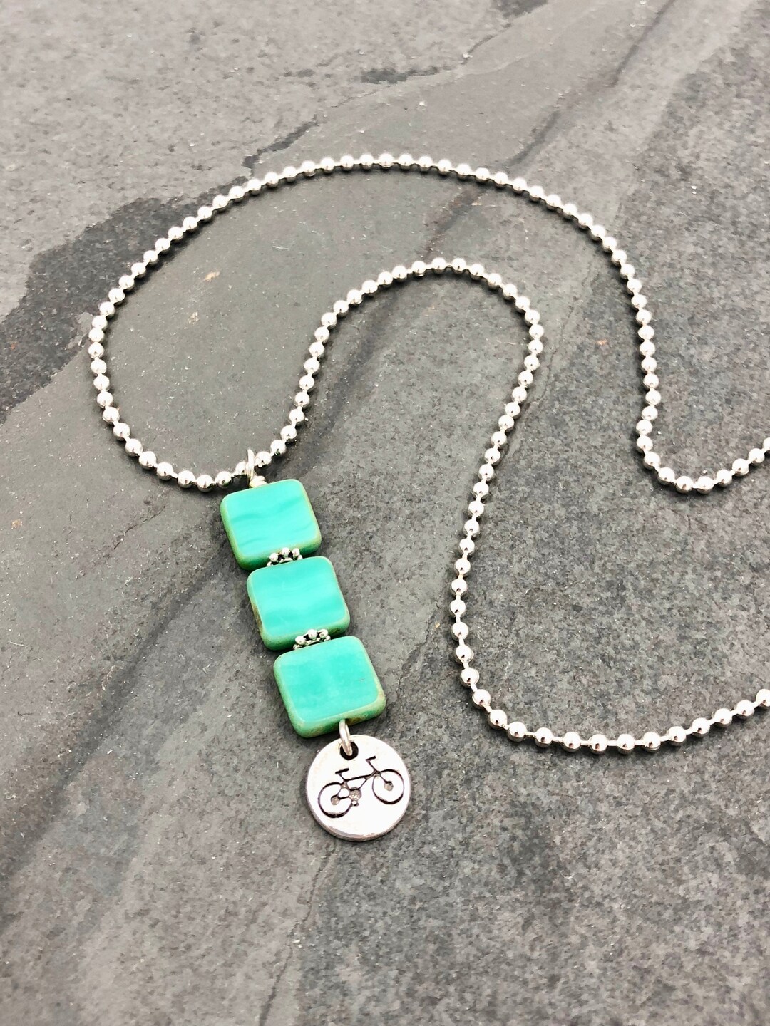 Modern Turquoise and Silver Bicycle Choker Necklace / Bicycle - Etsy