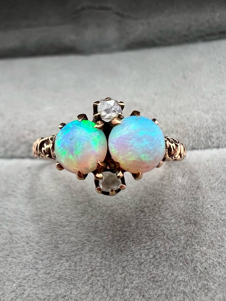 Victorian Double Opal and Diamond Ring - Etsy