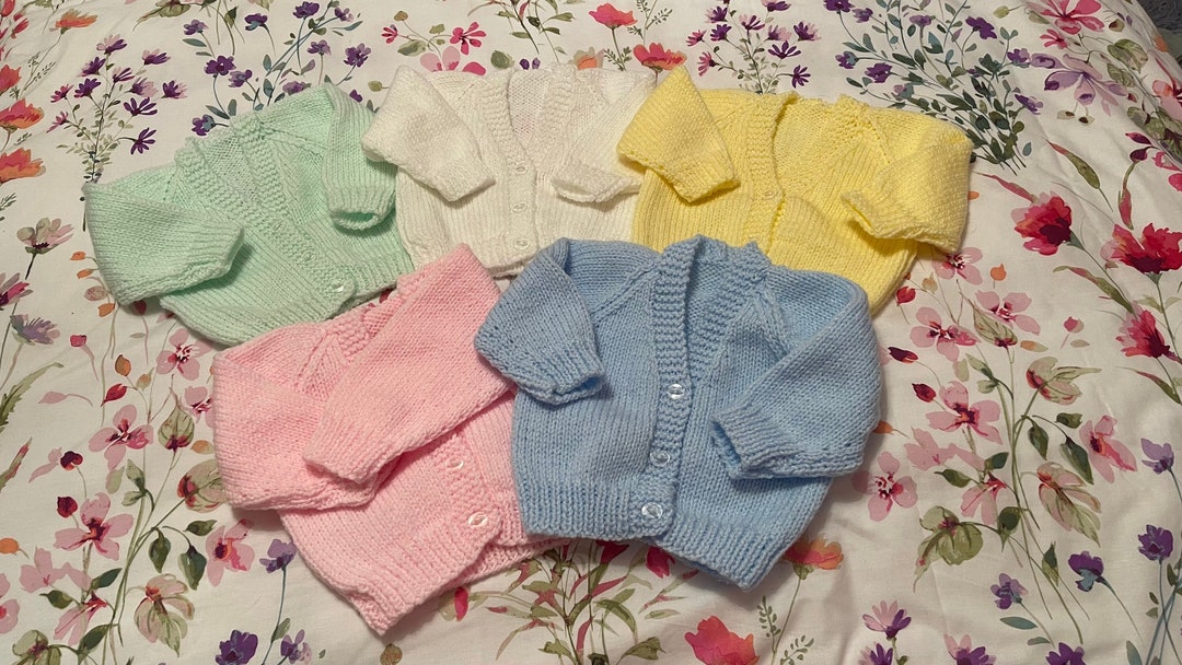 Hand Knitted Newborn Baby Cardigan, Pastel Colors, Knit to Order - Etsy UK