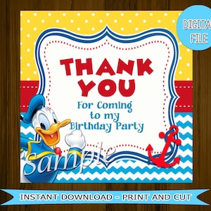 Donald Duck Tag, Donald Duck Label, Donald Duck Invite, Donald Duck ...